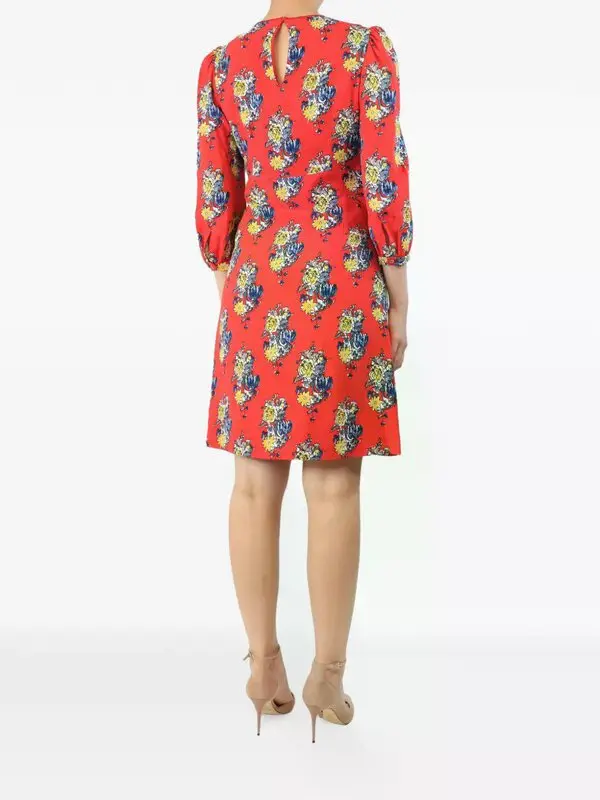 Miu Miu Floral Print Keyhole Midi Dress