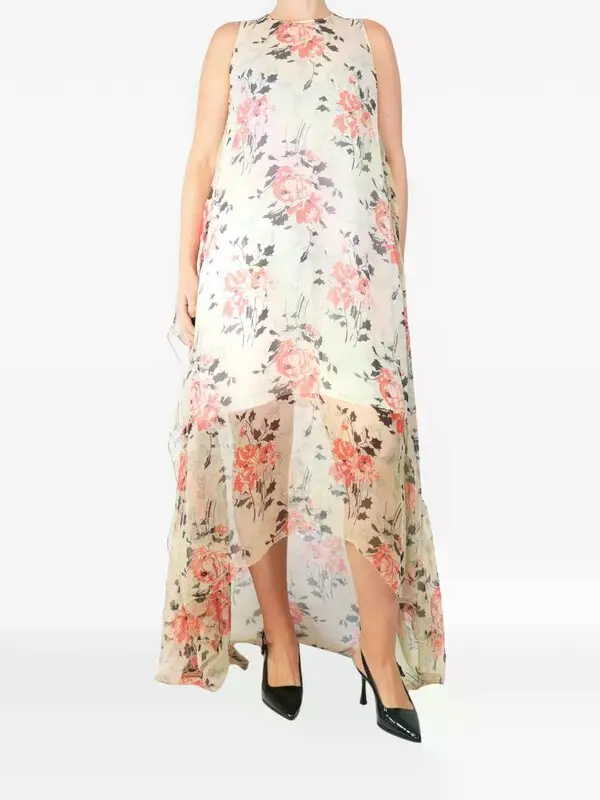Loewe Asymmetrical Floral Print Maxi Dress - Neutrals