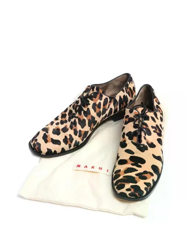 Marni Leopard-print Calf-hair Lace-up Shoes
