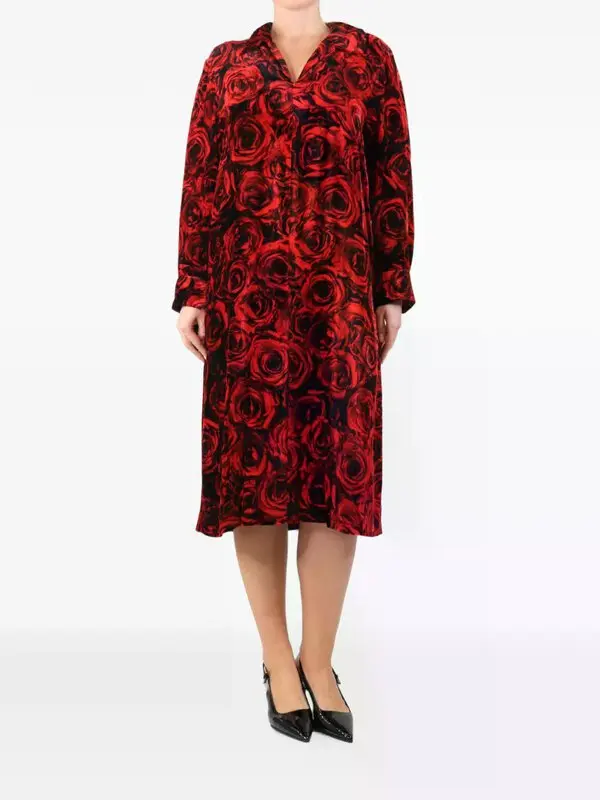 Dries Van Noten Floral Print Belted Midi Dress