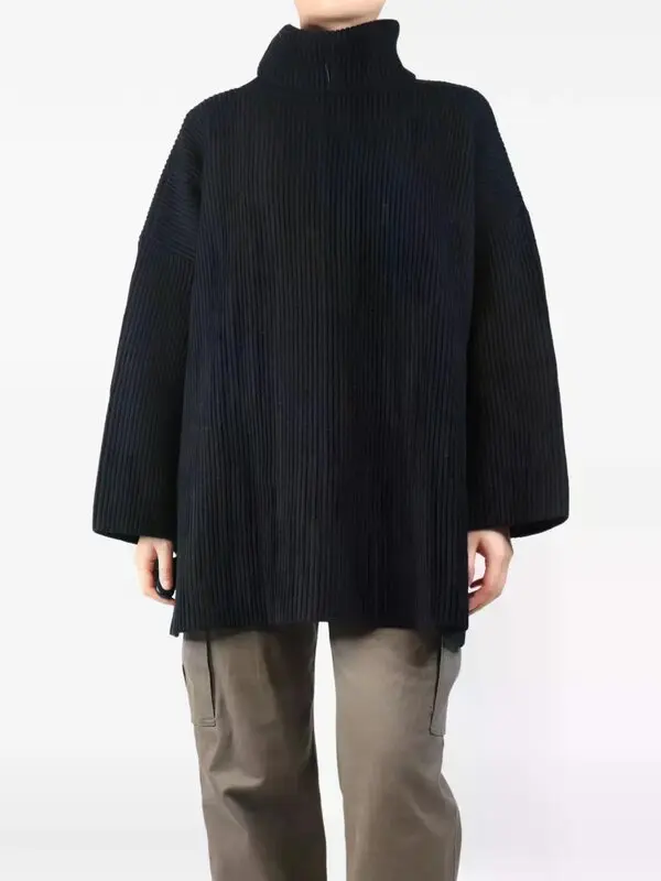 JOSEPH Oversized Ribbed Roll-neck Sweater - Black