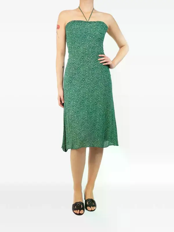 REFORMATION Floral Print Halterneck Midi Dress - Green
