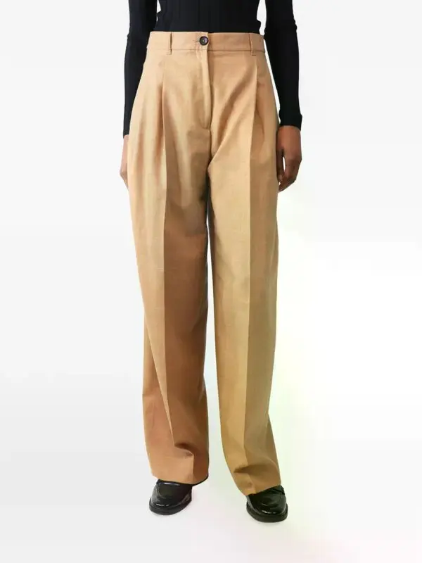 ME+EM Beige Wool Pleat-front Trousers