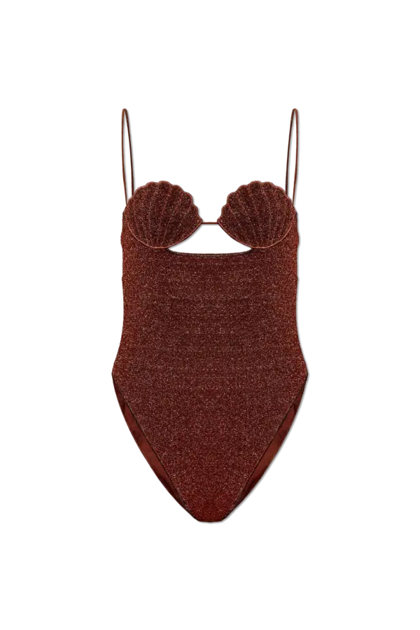 Oseree One-piece Swimsuit With Lurex Thread - Brown