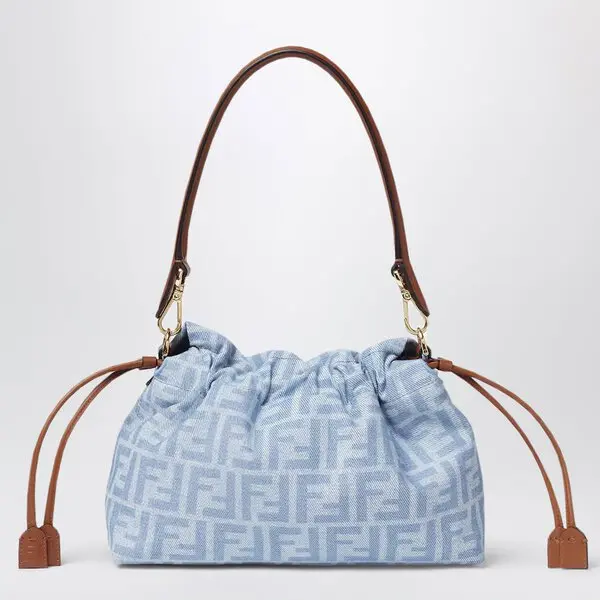 Fendi Medium Baguette Bag In Light Ff Denim
