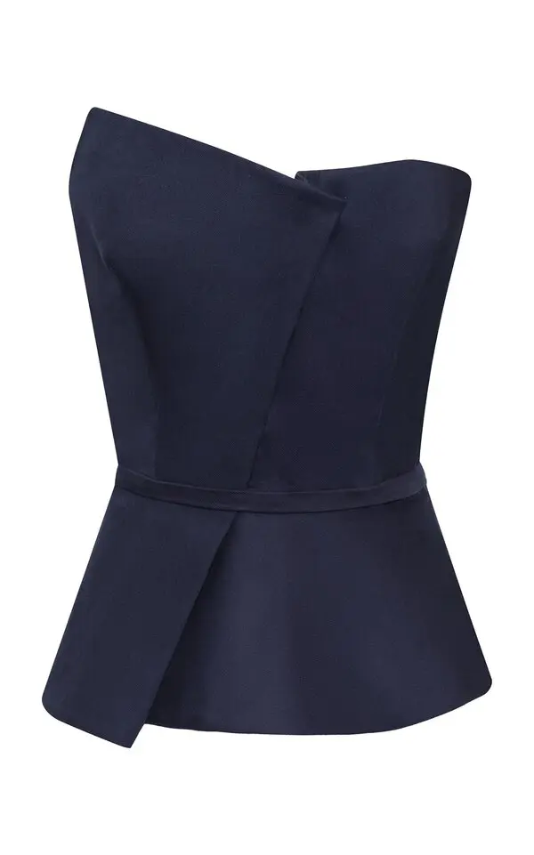 ANDRES OTALORA Asymmetric Peplum Top - Navy