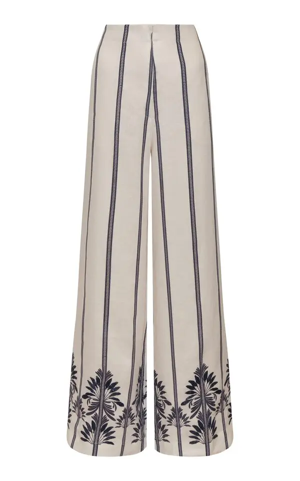 ANDRES OTALORA Del Cardon Embroidered Linen Pants - Stripe