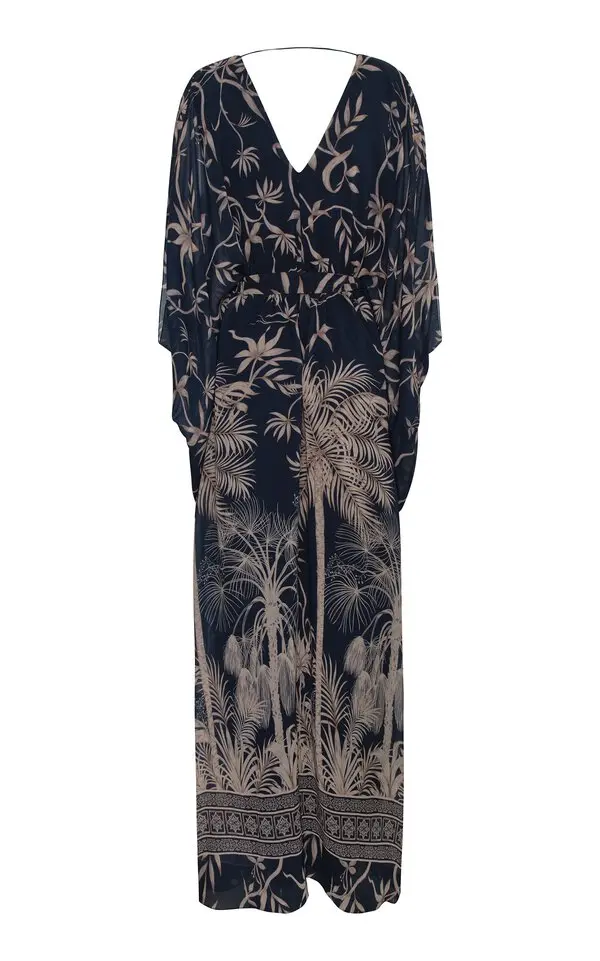 ANDRES OTALORA Tan Ancestral Printed Chiffon Caftan