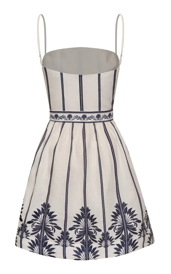 ANDRES OTALORA Lo Interno Embroidered Linen Mini Dress