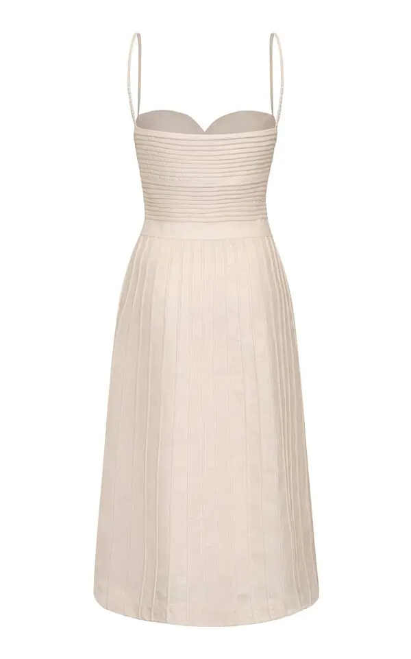 ANDRES OTALORA Terra Embroidered Linen Midi Dress