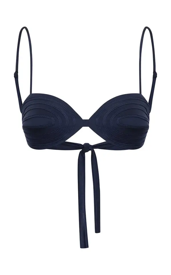 ANDRES OTALORA Vida Volviendo Embellished Bikini Top - Navy