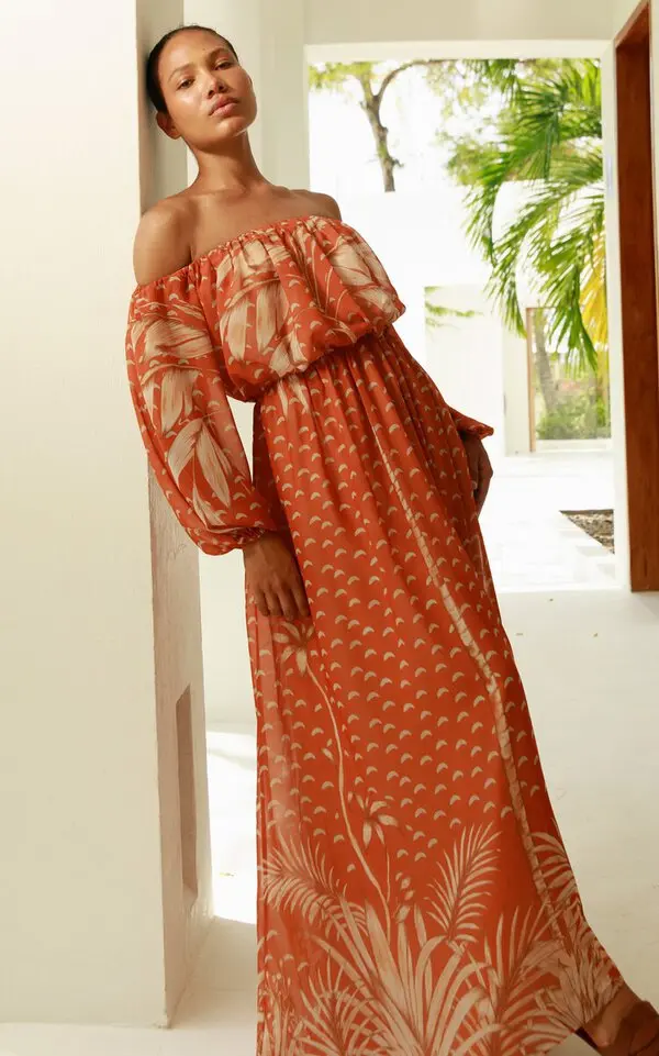 ANDRES OTALORA De Cero Off-the-shoulder Maxi Dress