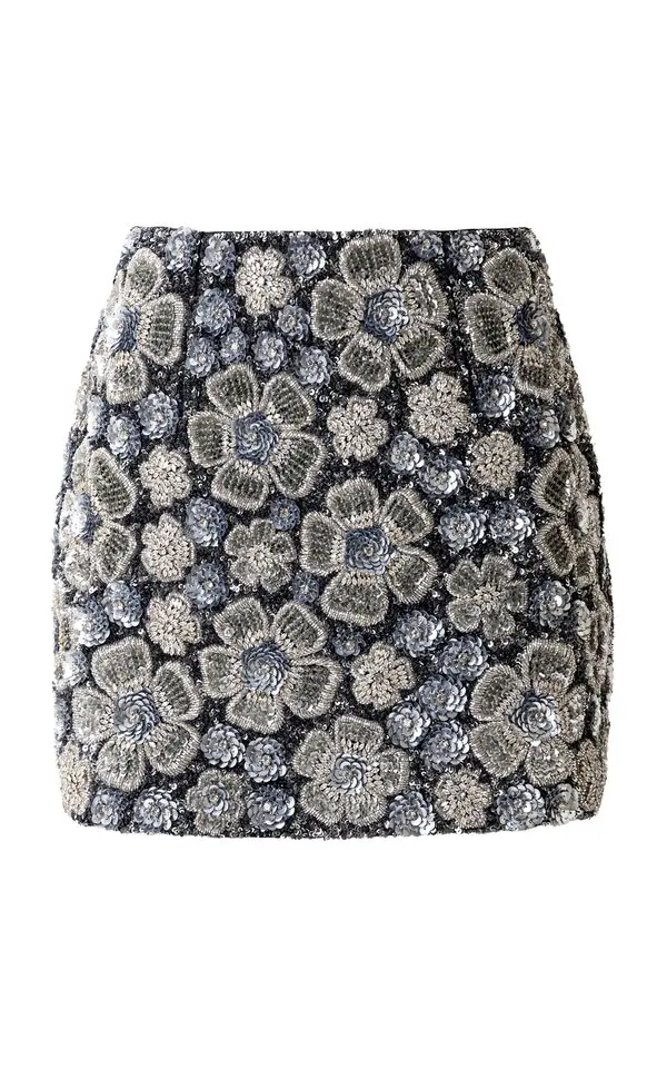 LA FUORI Embellished Mini Skirt - Silver