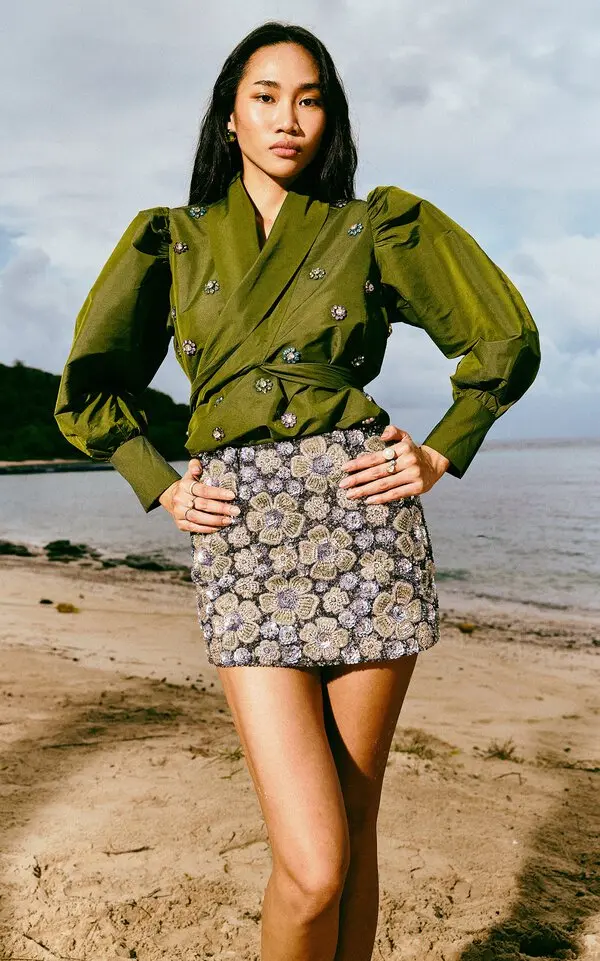 LA FUORI Embellished Mini Skirt