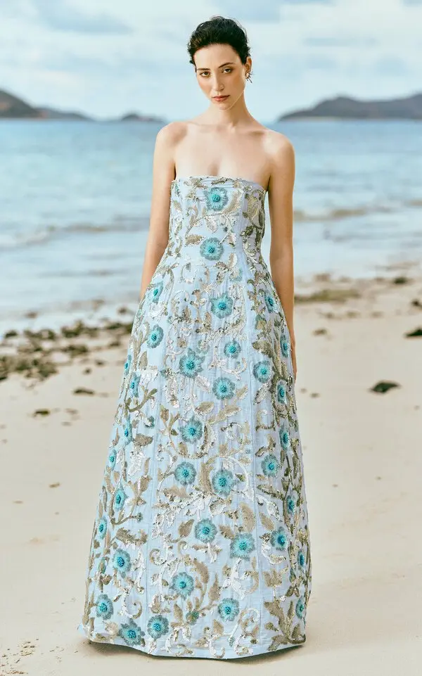 LA FUORI Metallique Grove Embellished Maxi Dress