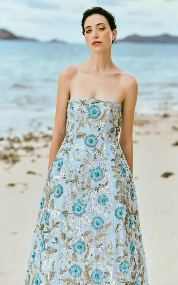 LA FUORI Metallique Grove Embellished Maxi Dress