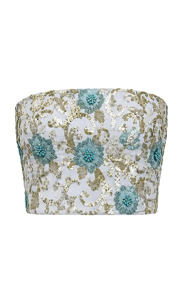 LA FUORI Metallique Embellished Corset - Blue