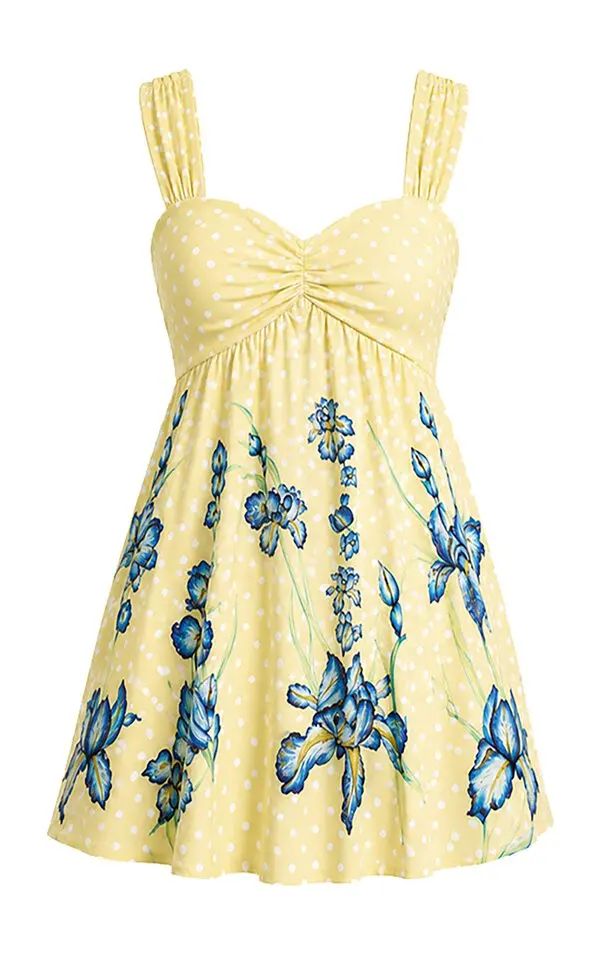 LA FUORI Citrine Iris Linen Mini Dress - Print