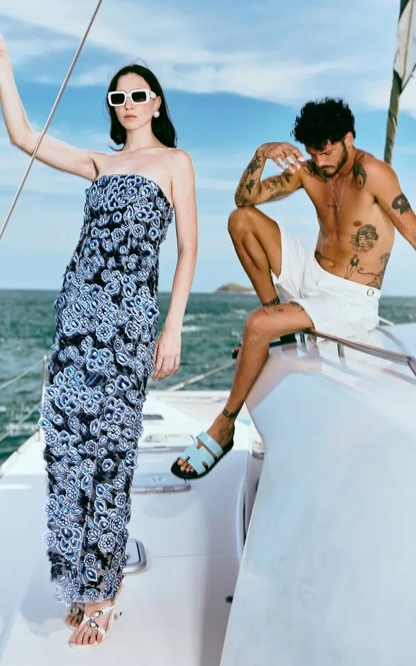 LA FUORI Moonlit Flora Embellished Maxi Dress
