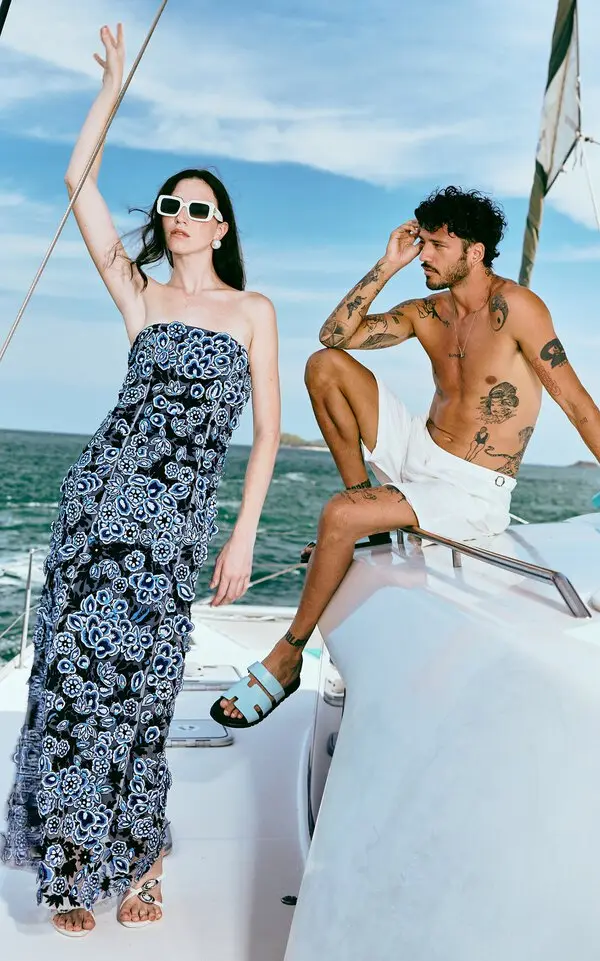 LA FUORI Moonlit Flora Embellished Maxi Dress