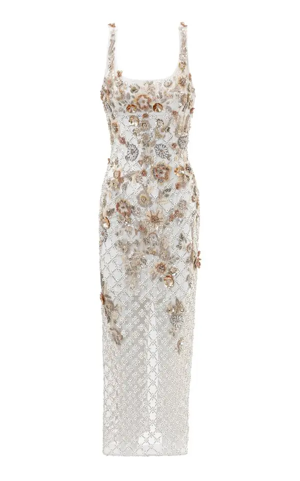 LA FUORI Allure Forbidden Embellished Midi Dress - Ivory