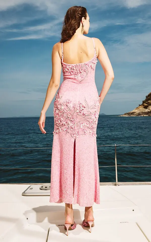 LA FUORI Riviera Blush Rose Maxi Dress