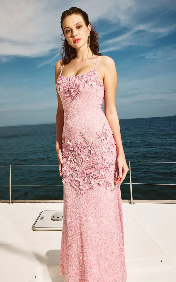 LA FUORI Riviera Blush Rose Maxi Dress