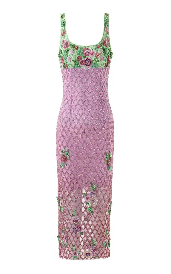 LA FUORI Forbidden Flora Embellished Midi Dress - Multi