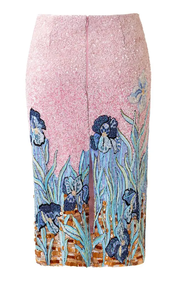 LA FUORI Blush Serenade Embellished Midi Skirt