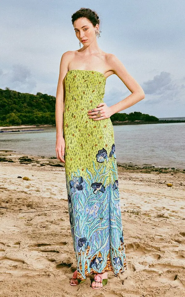 LA FUORI Embellished Maxi Dress