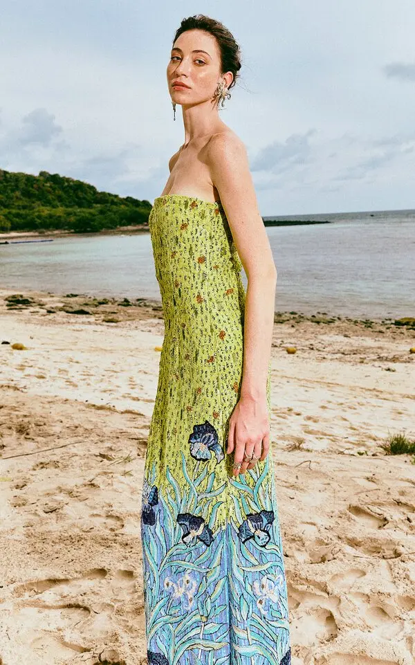 LA FUORI Embellished Maxi Dress
