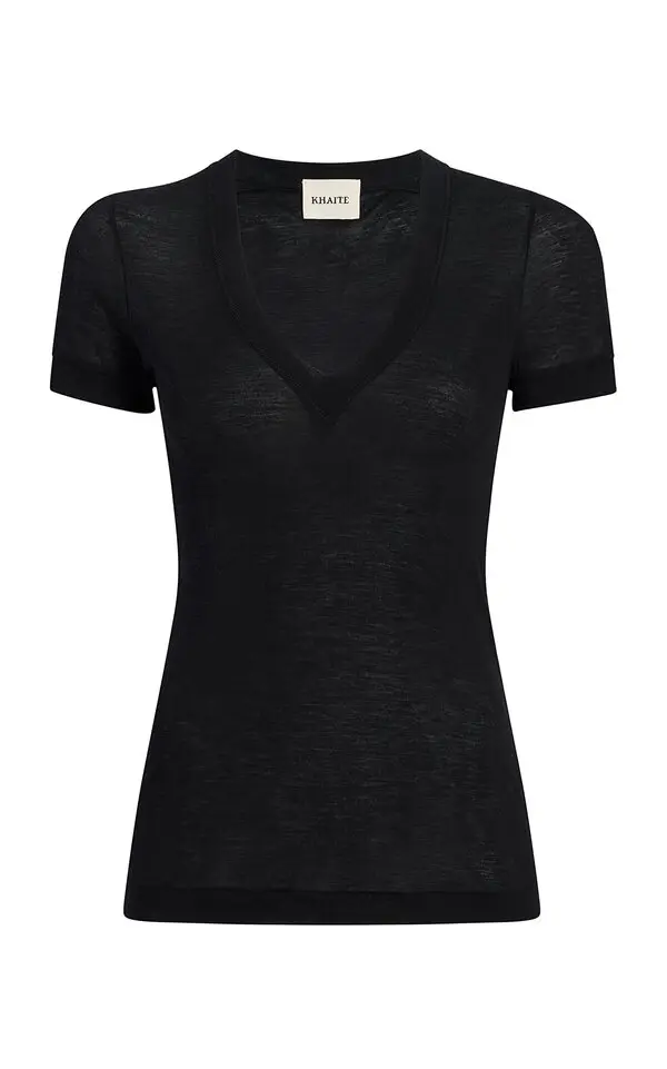 Khaite Berry Ribbed Silk-cashmere Top - Black