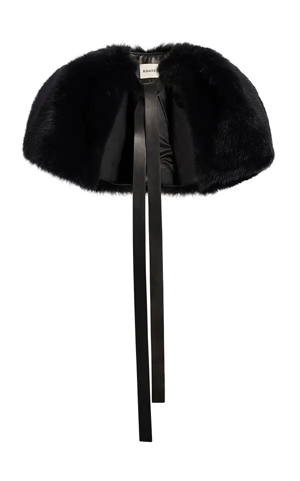 Khaite Zizi Shearling Cape - Black