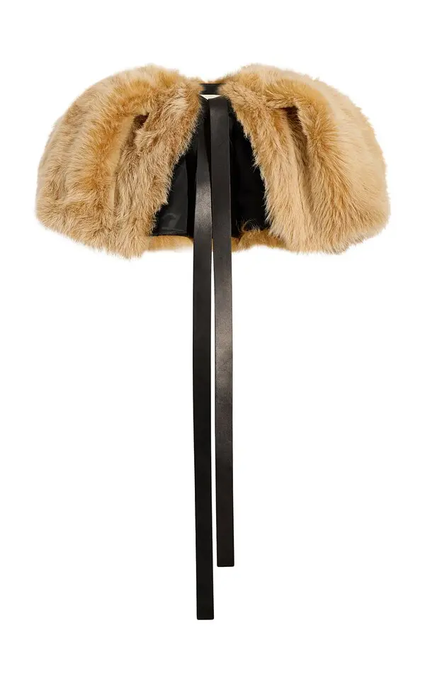 Khaite Zizi Shearling Cape - Tan