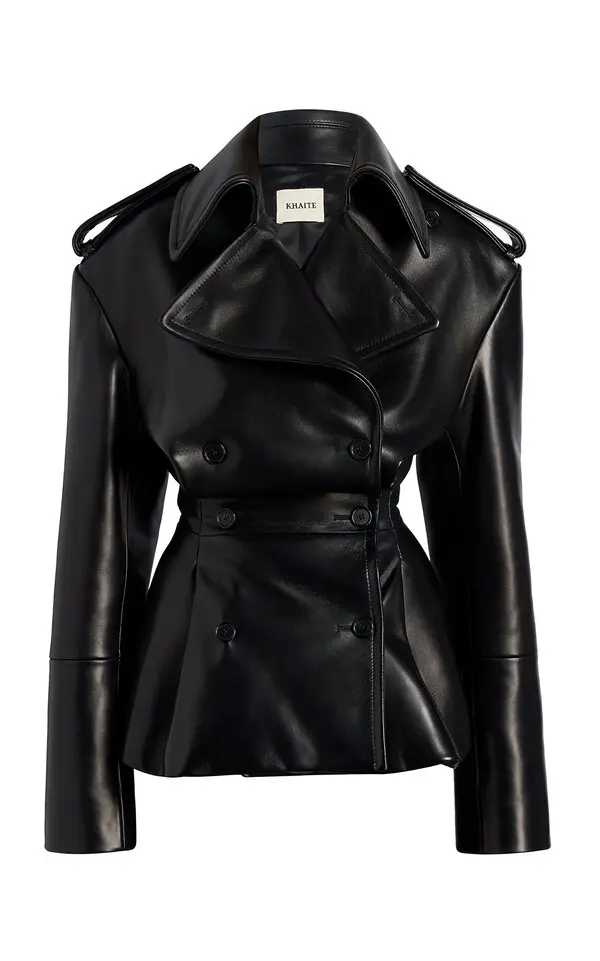 Khaite Egon Plonge Leather Coat
