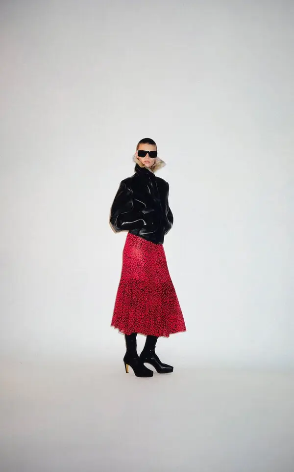 Khaite Ophelia Heart- Silk Chiffon Midi Skirt