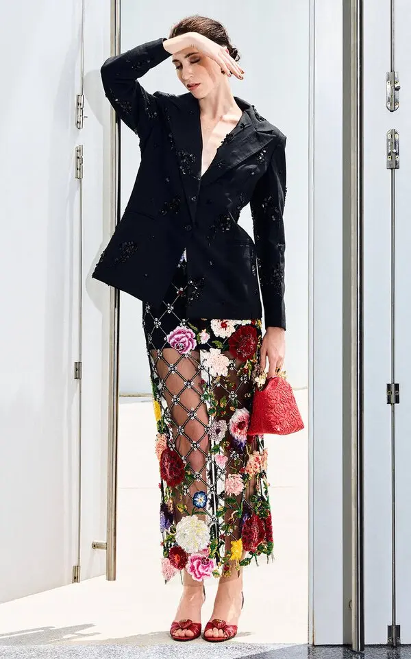 LA FUORI Midnight Embers Embellished Blazer