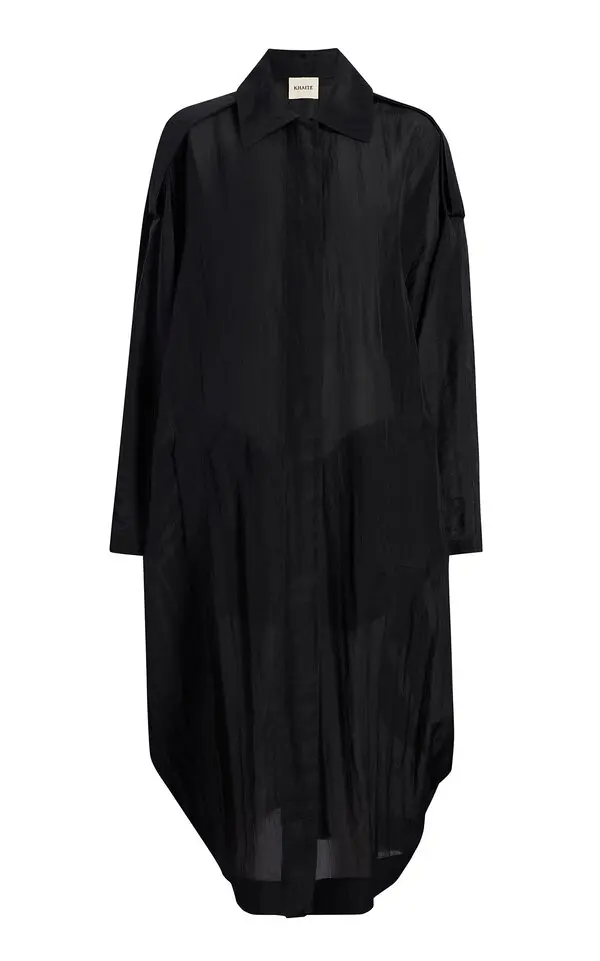 Khaite Noa Crinkled Viscose-nylon Coat - Black