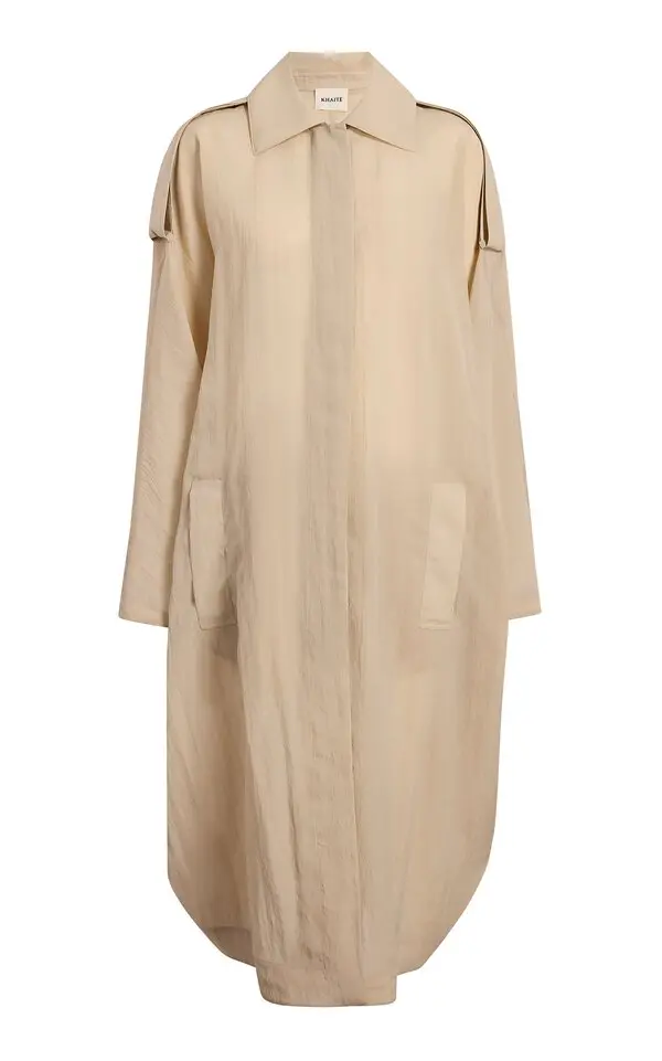 Khaite Noa Crinkled Viscose-nylon Coat - Neutral
