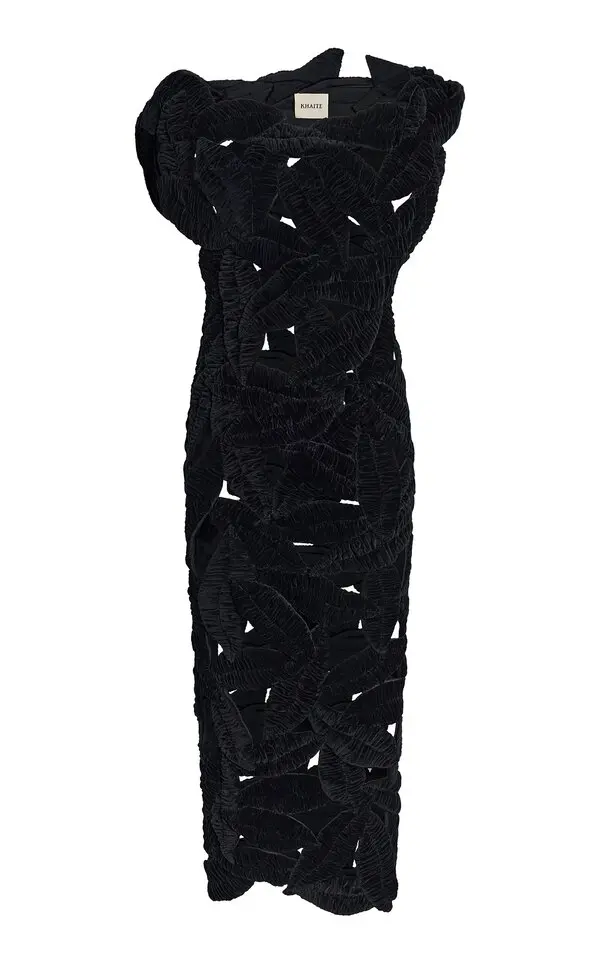 Khaite Ronelle Leaf Velvet Midi Dress