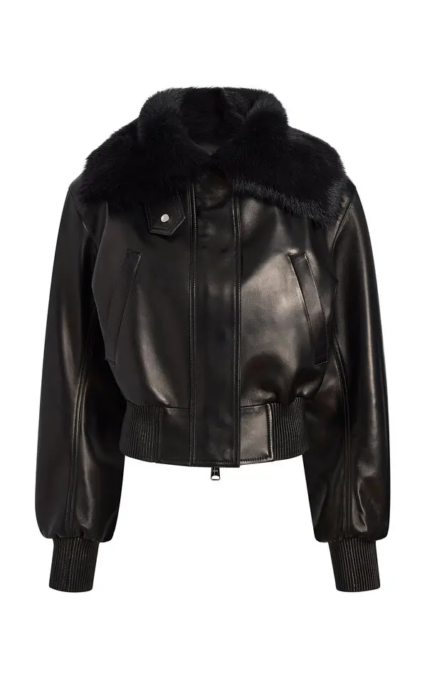 Khaite Rocco Shearling-trimmed Leather Jacket - Black