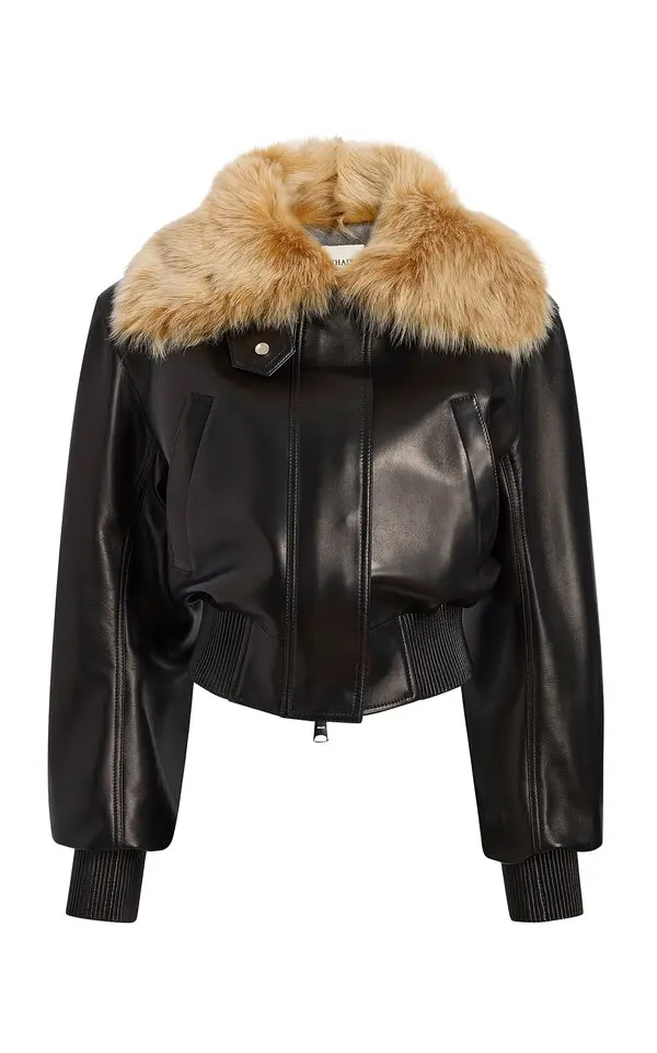 Khaite Rocco Shearling-trimmed Leather Jacket - Multi