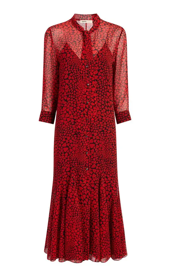 Khaite Odelia Heart- Silk Chiffon Maxi Dress