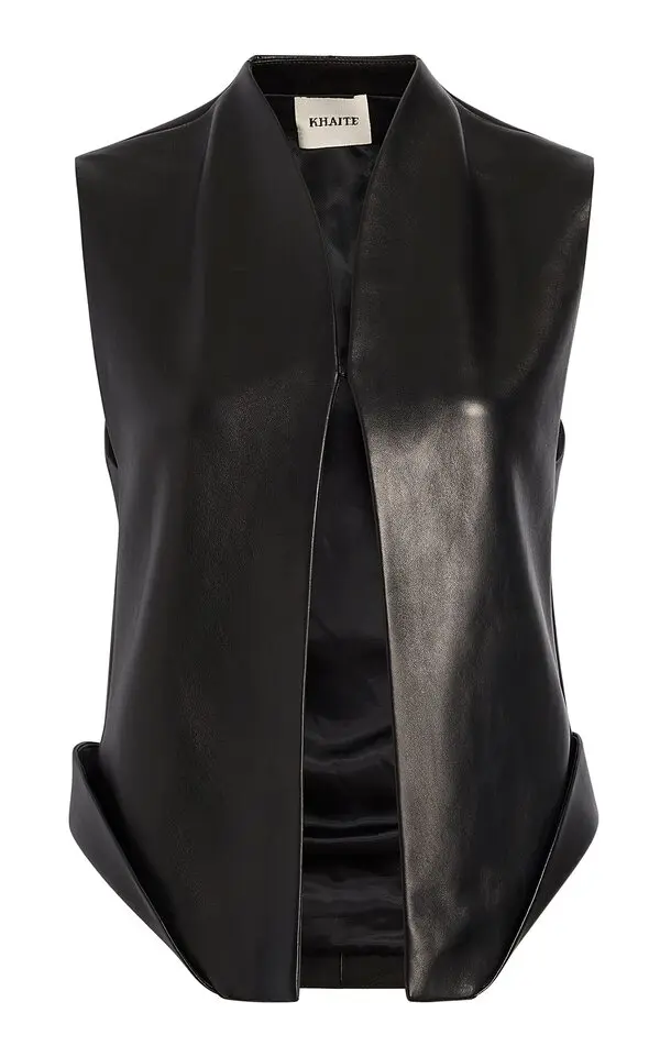 Khaite Vyn Plonge Leather Gilet