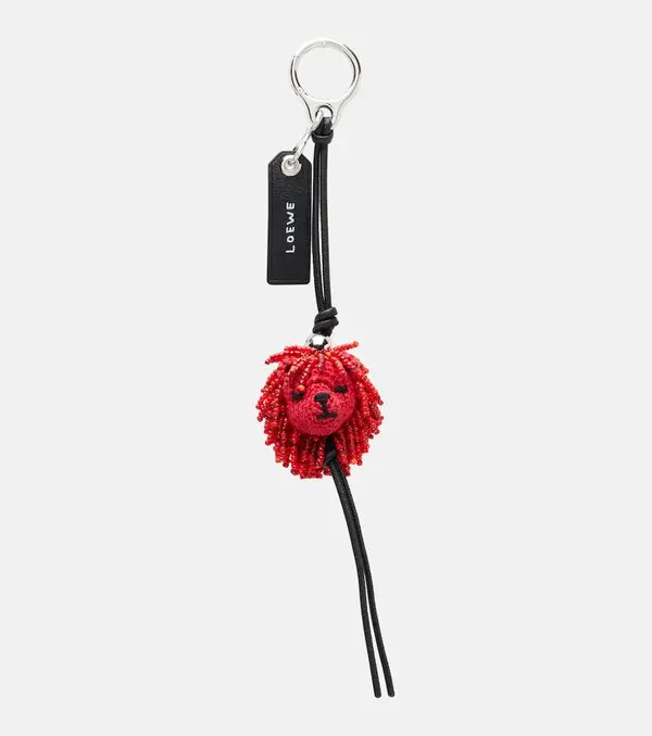 Loewe Beaded Crochet Bag Charm - Red