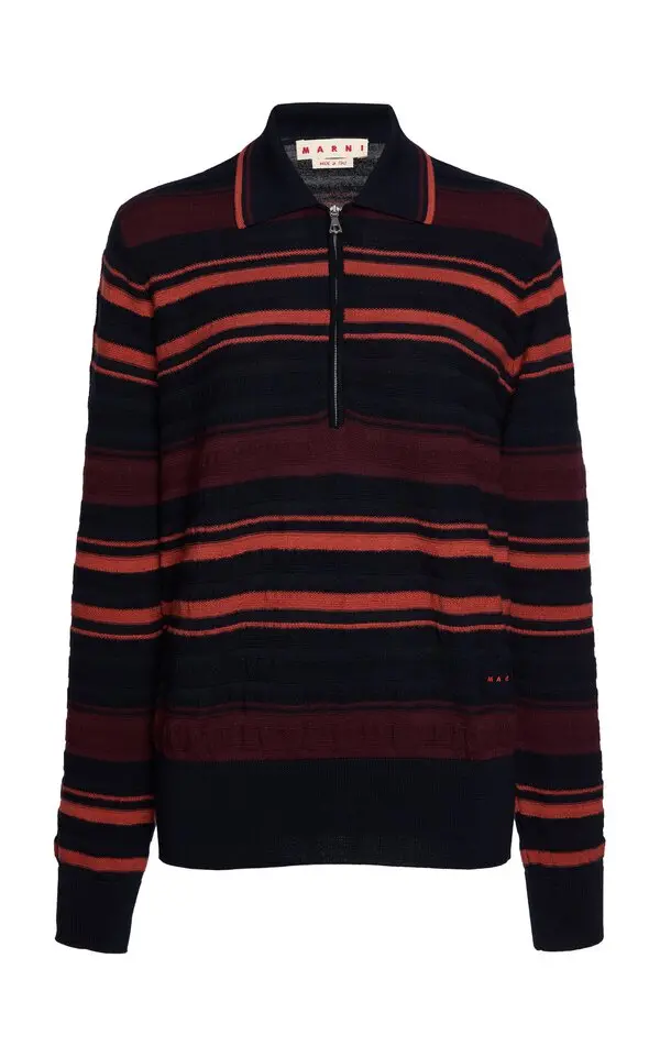 Marni Stripped Cotton Knit Top - Blue