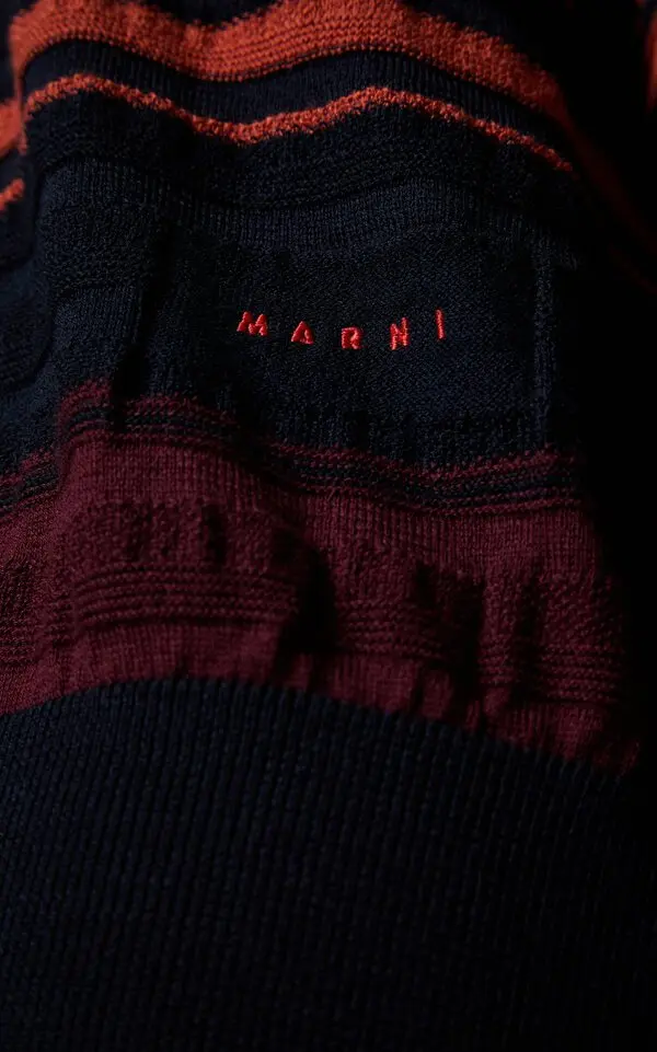 Marni Stripped Cotton Knit Top - Blue