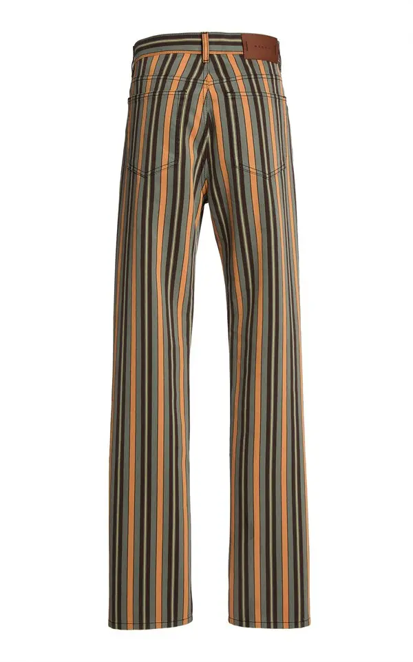 Marni Stripped Cotton-blend Woven Straight Leg Jeans