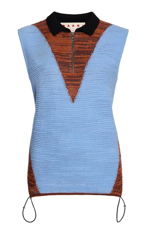 Marni Space-dyed Zipped Wool Knit Top