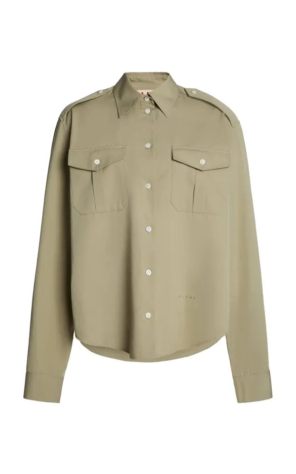Marni Buttoned Cotton Woven Top - Khaki